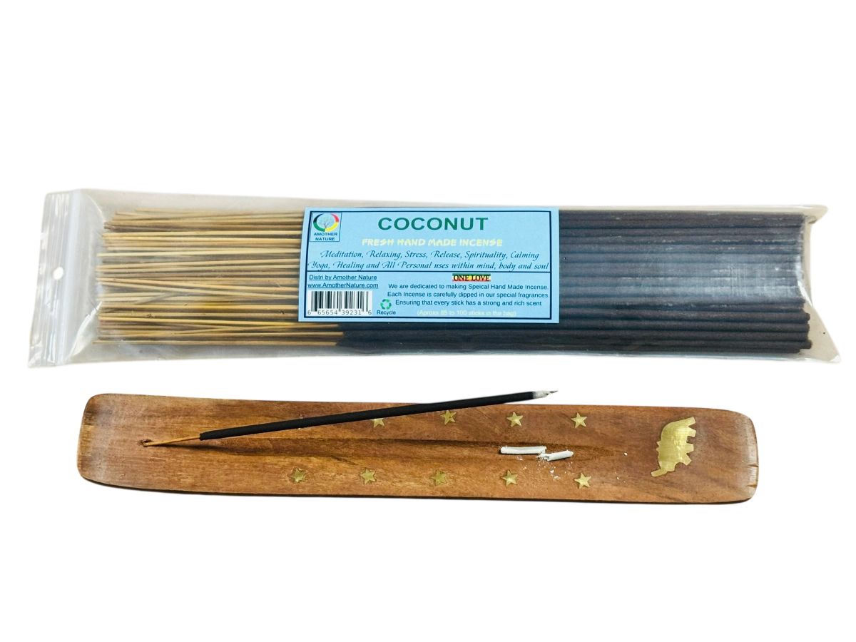 Coconut Incense -Fresh Hand Made (85-100 Sticks per Pack)- (4 Packs ...