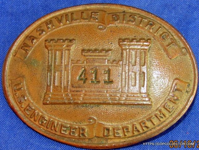 UNITED STATES ARMY ENGINEER DEPARTMENT NASHVILLE DISTRICT BADGE 411