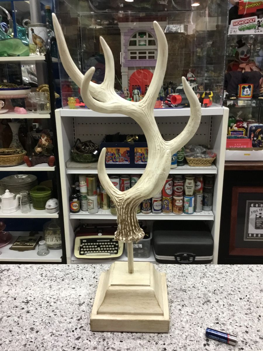 .White antler statue 20” resin replica