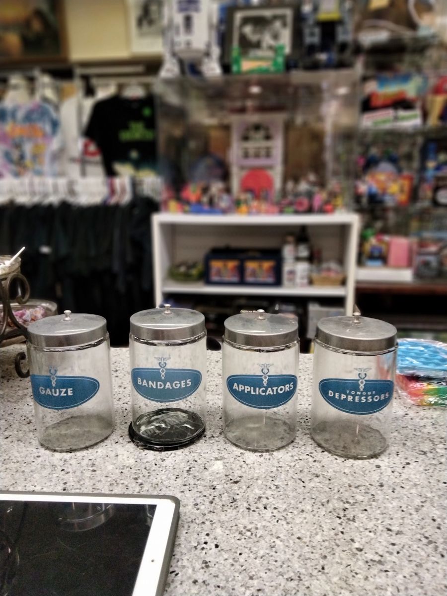 Vintage Pre 1930's Profex Apothecary Glass Jars 4 Unit Set