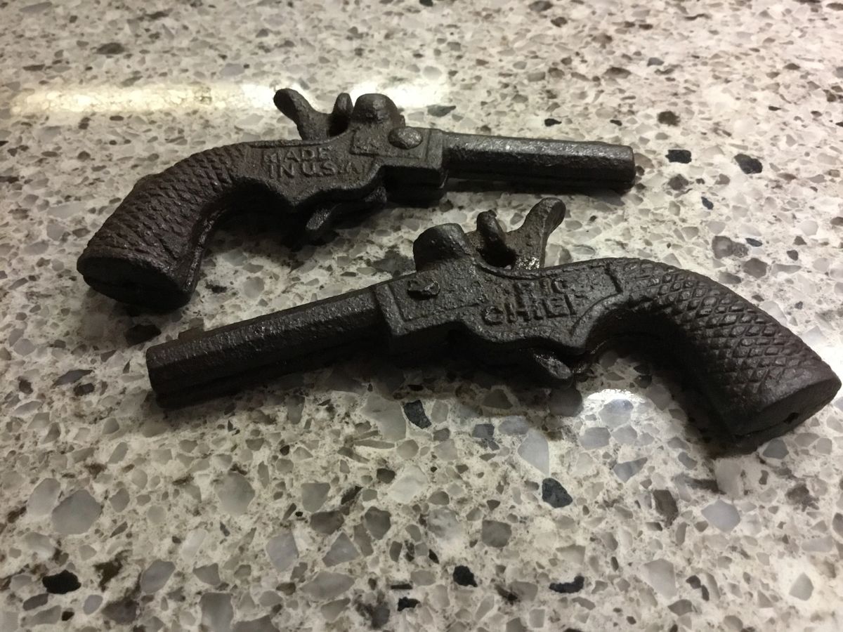 .Big Chief mini cap guns x2 made in U.S.A. 3 1/2” cast iron