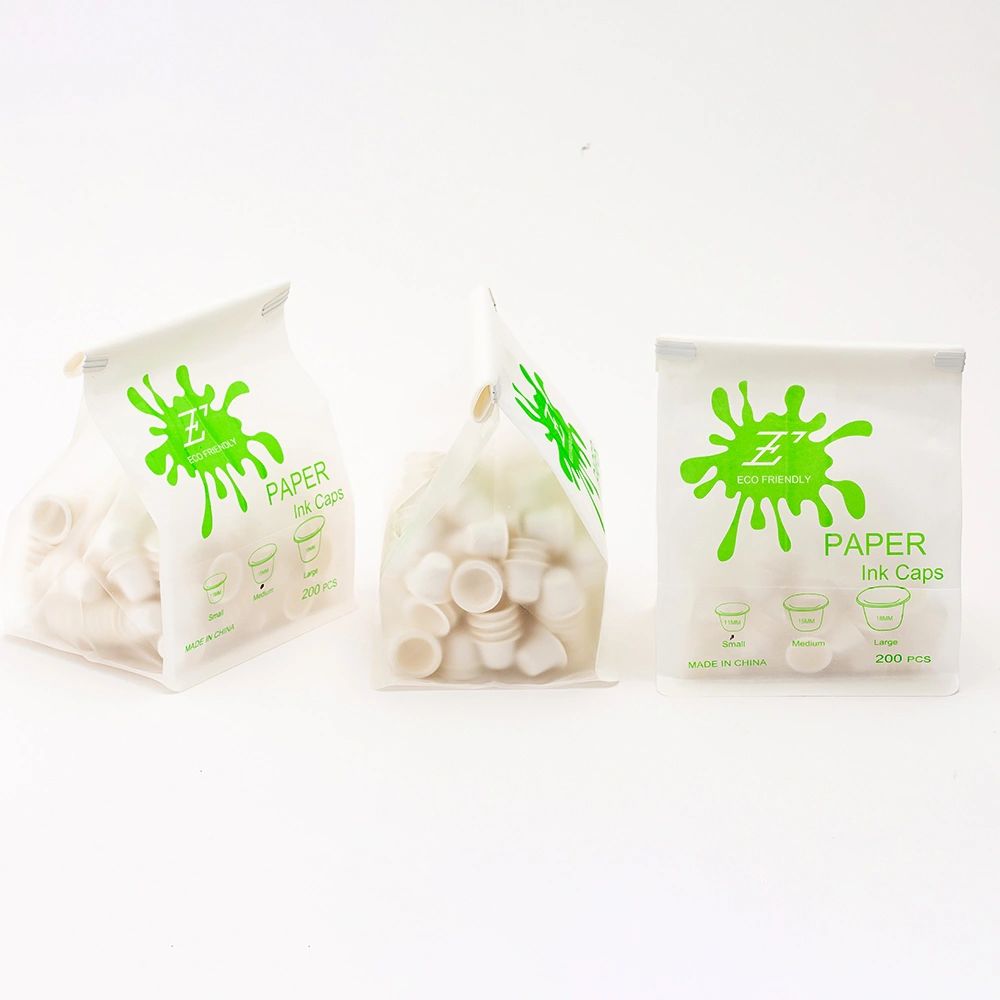 SUGARCANE BIODEGRADABLE INK CUPS CAPS 15MM ID (M) BY EZ TATTOOING 200PCS