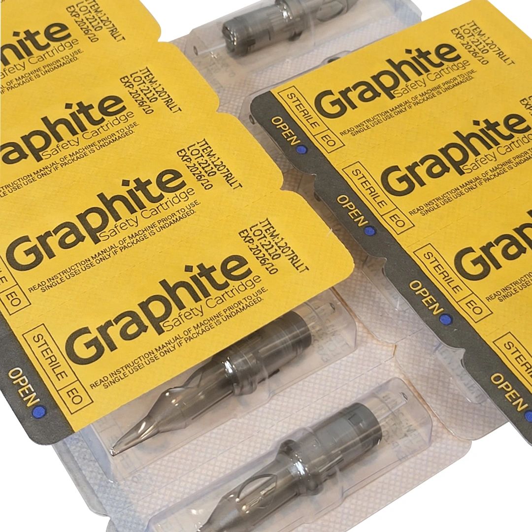 GRAPHITE SAFETY TATTOO CARTRIDGES - ROUND LINERS