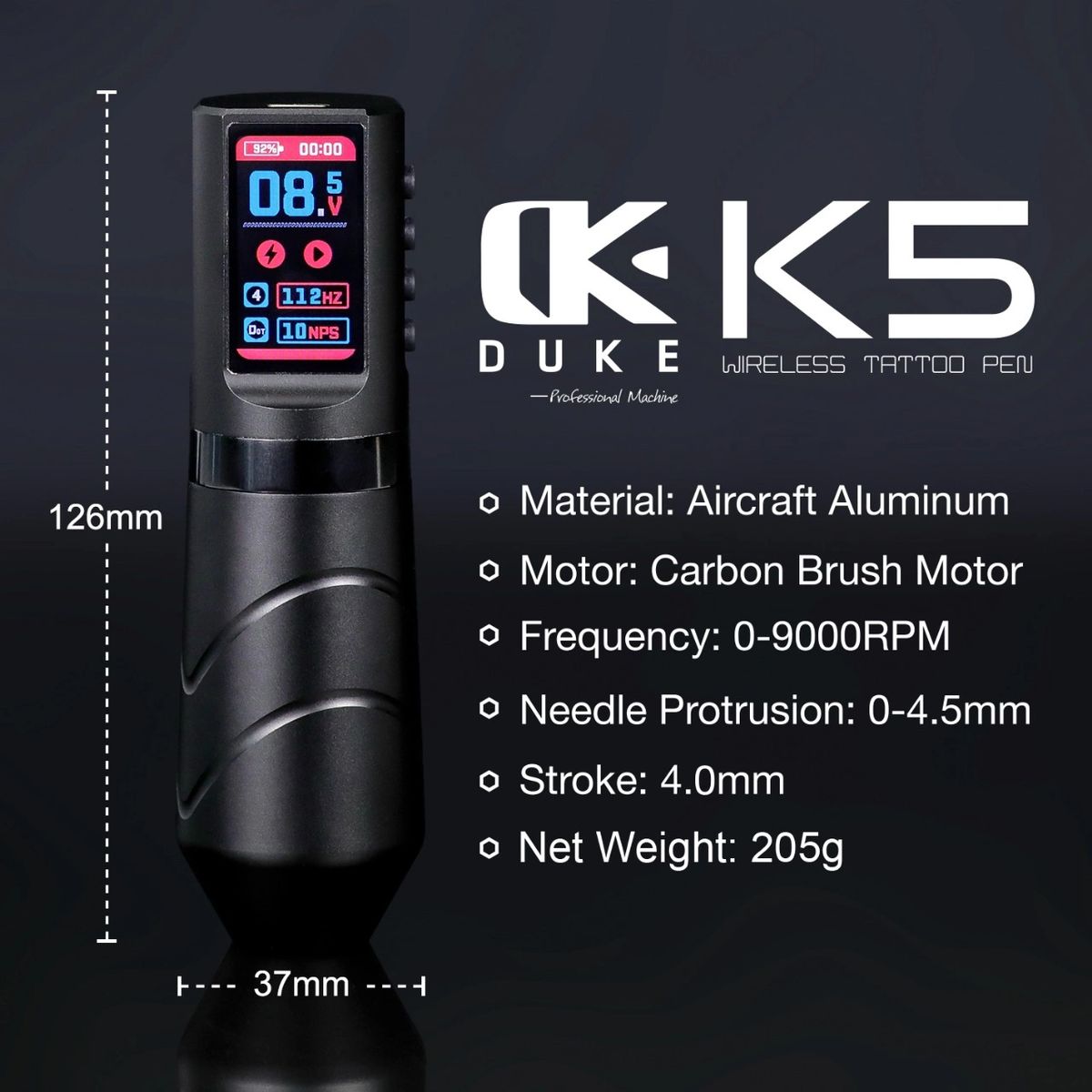 DUKE K5 WIRELESS TATTOO PEN MACHINE FROM AVA