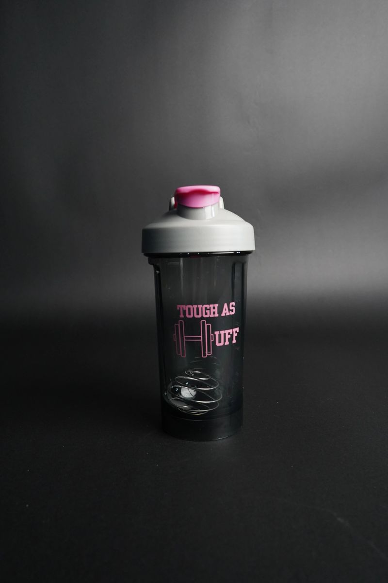 Durable Gray and Pink Shaker Bottle - Tough As Huff Collection (9 entries)