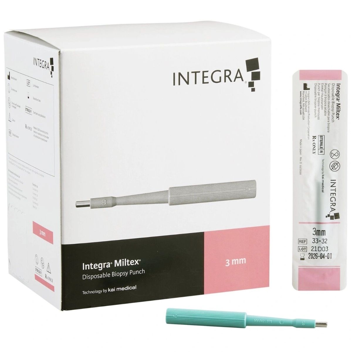 Integra Miltex Dermal Disposable Biopsy Punches - Box of 50