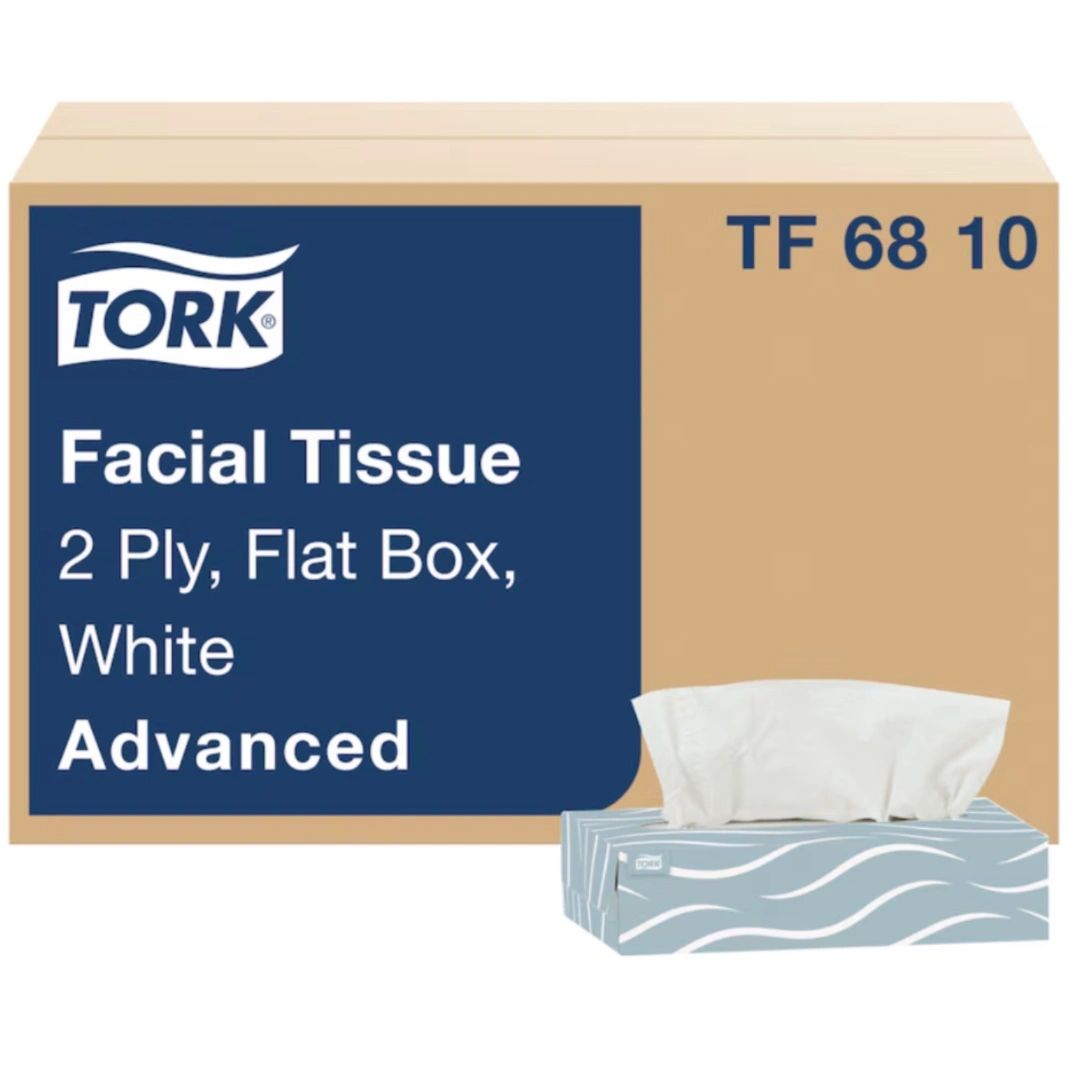 Tork Advanced 2-Ply Facial Tissues, Flat Boxes, 8.2" x 7.9" Sheets ...