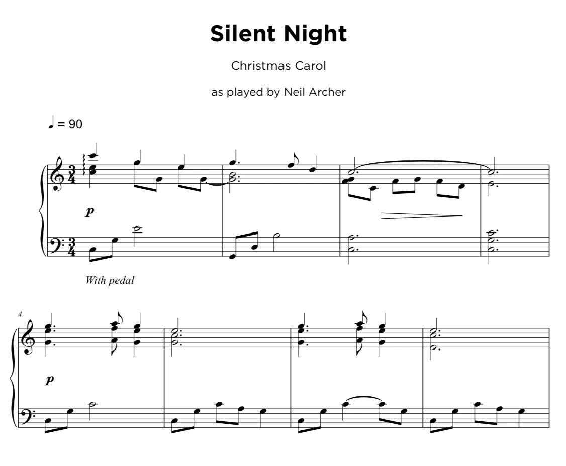 Silent Night - Christmas Carol - Neil Archer Sheet Music (4 Pages)
