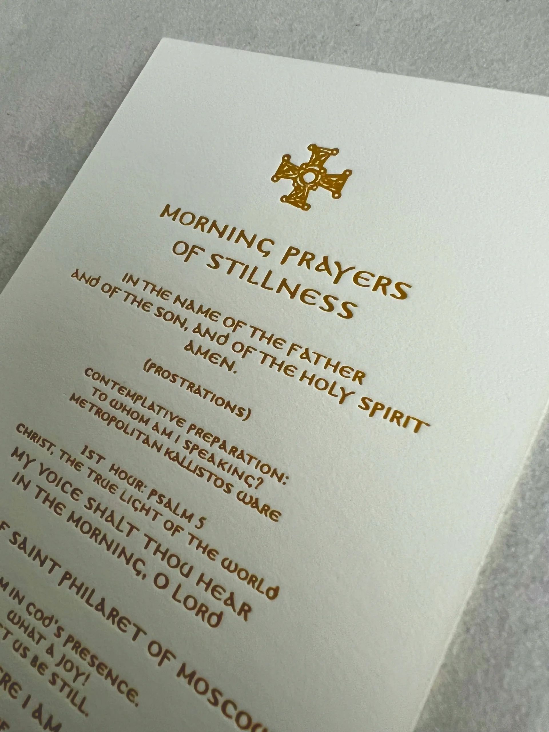 morning prayers of stillness, prayer card