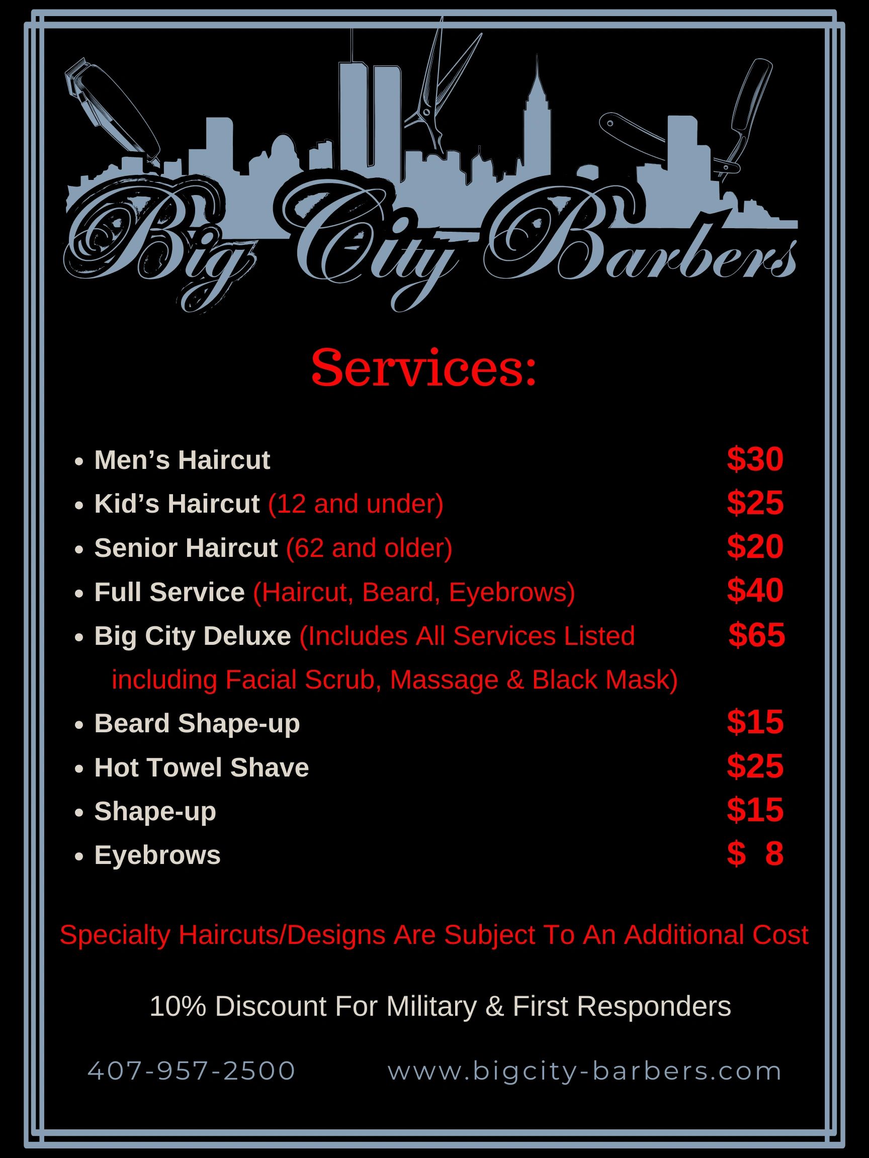 Big City Barbers - Barbershop, Services With Prices