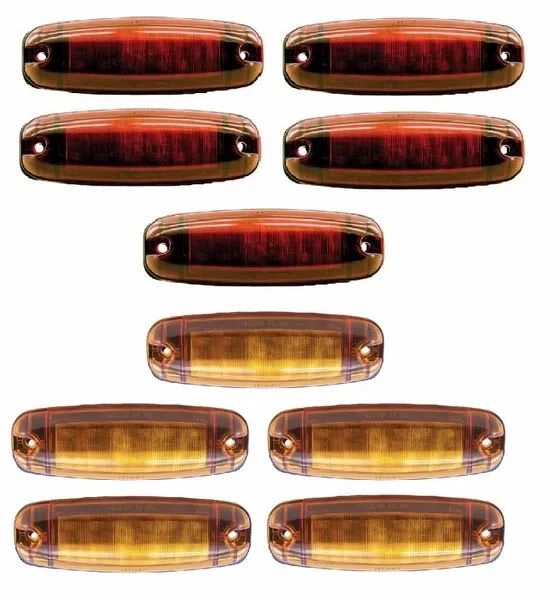 Amber And Red 12 Diode LED Marker Light Complete Kit L14-0026A And L14 ...