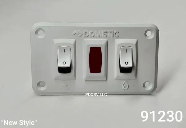 Atwood Water Heater Switch Kit, Dual Panel, 12 VDC, White, 91230