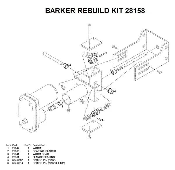 Barker Slide Out Worm Drive Rebuild Kit 28158