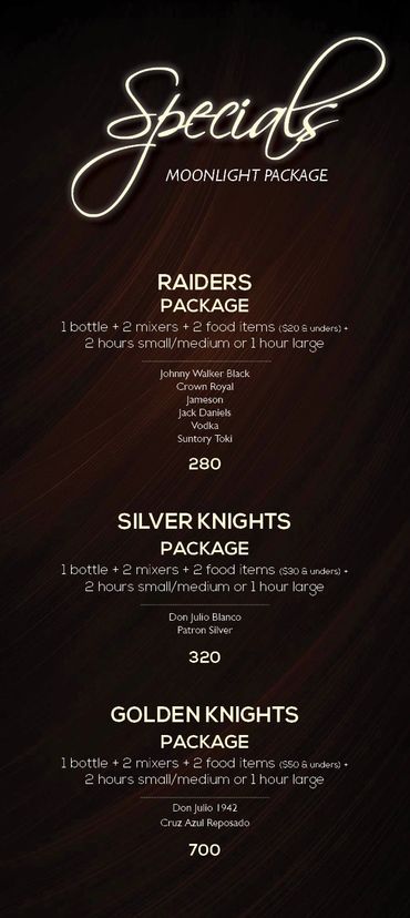 Moonlight Karaoke Lounge - Menu