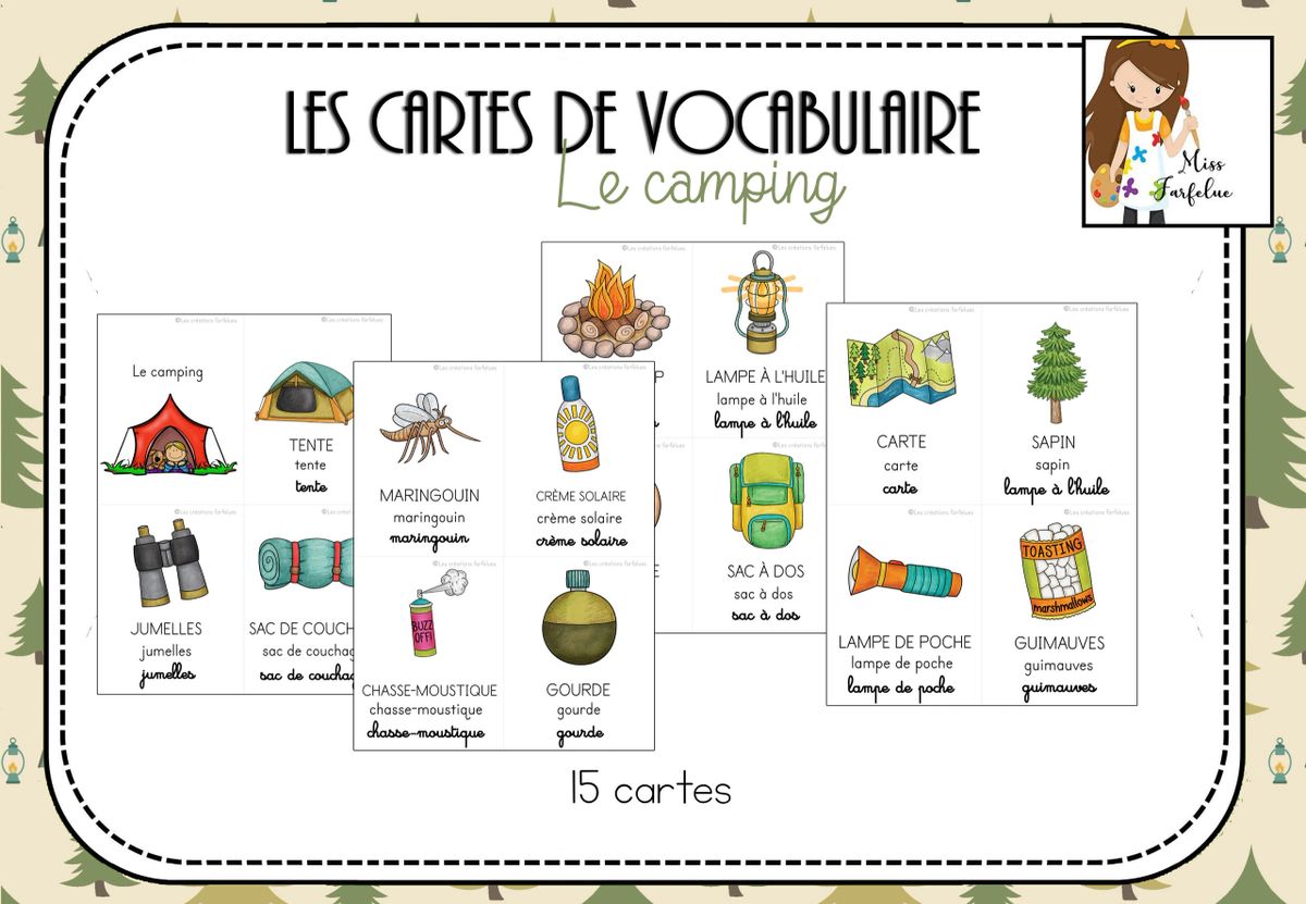 les cartes de vocabulaire - le camping