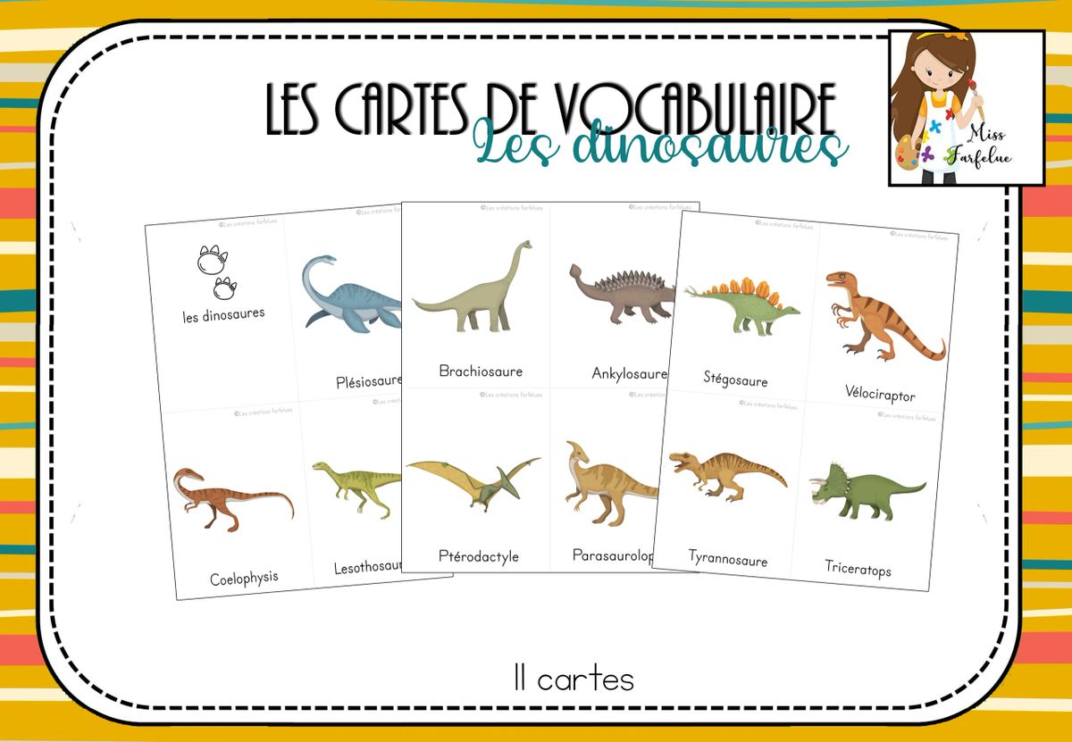 Les cartes de vocabulaire - les dinosaures