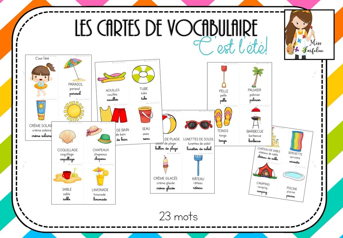 cartes de vocabulaire - ete