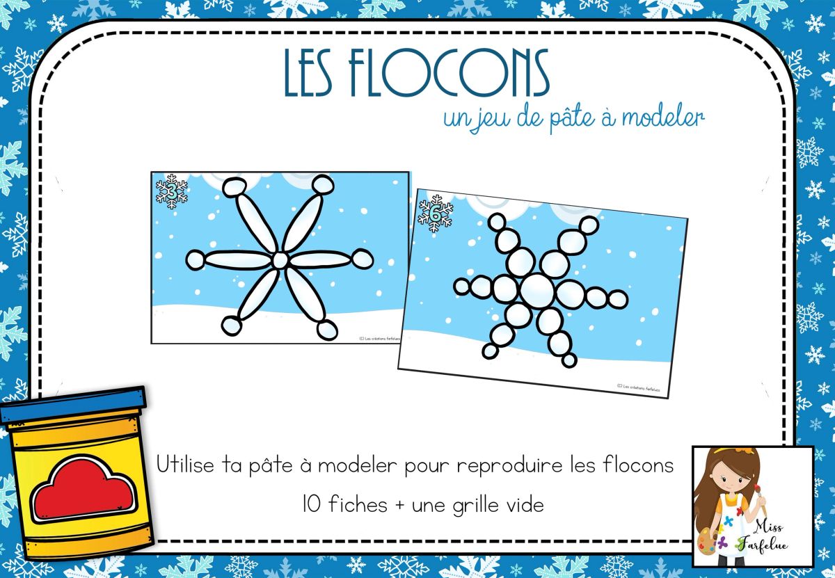 Les flocons - un jeu de pate a modeler