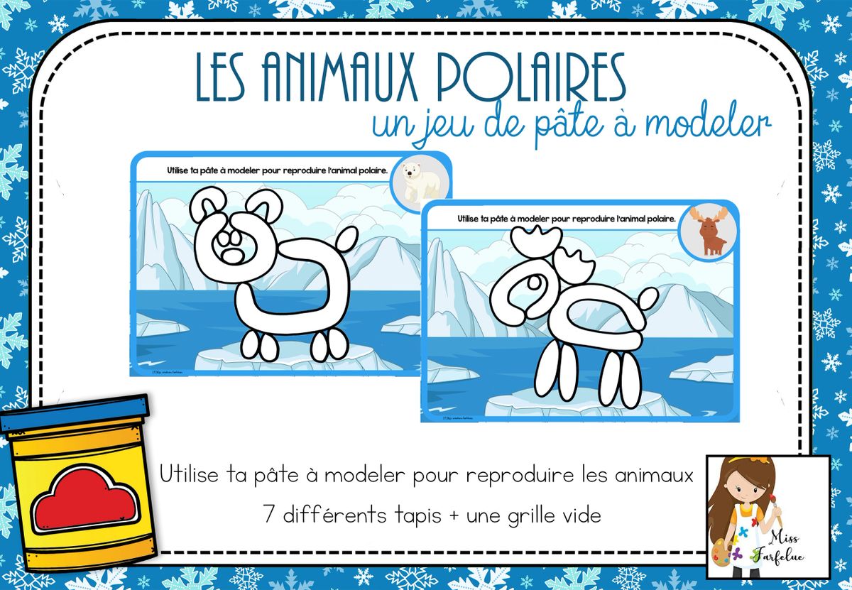 Les animaux polaires - un jeu de pate a modeler