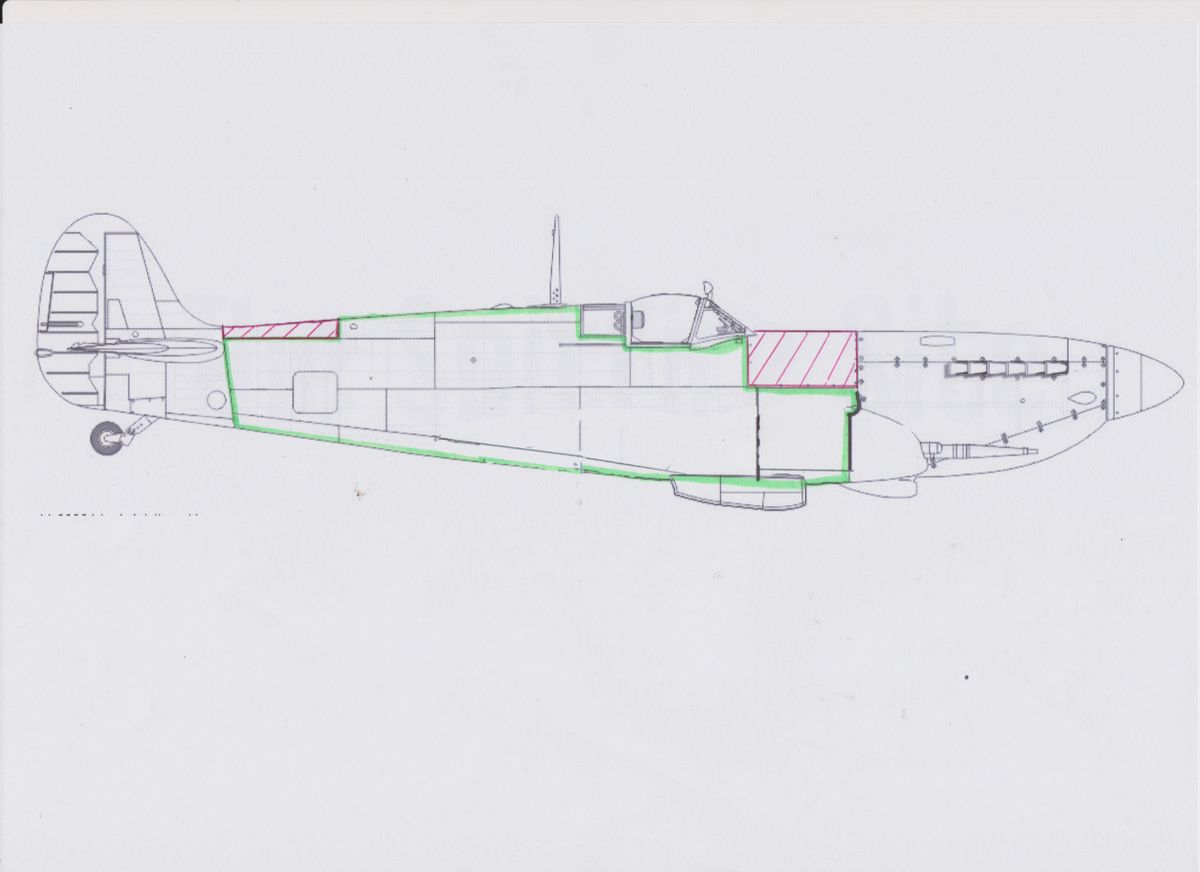 Spitfire MK IX New made fuselage panel set. Aluminium