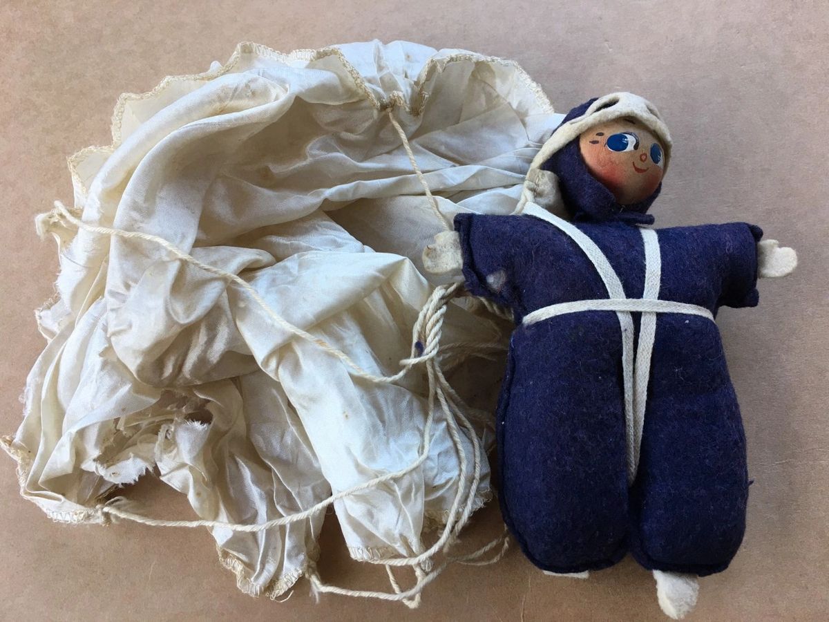 WWII Pat The Paratrooper Toy Doll Figure with Parachute by Elvy Kalep ...
