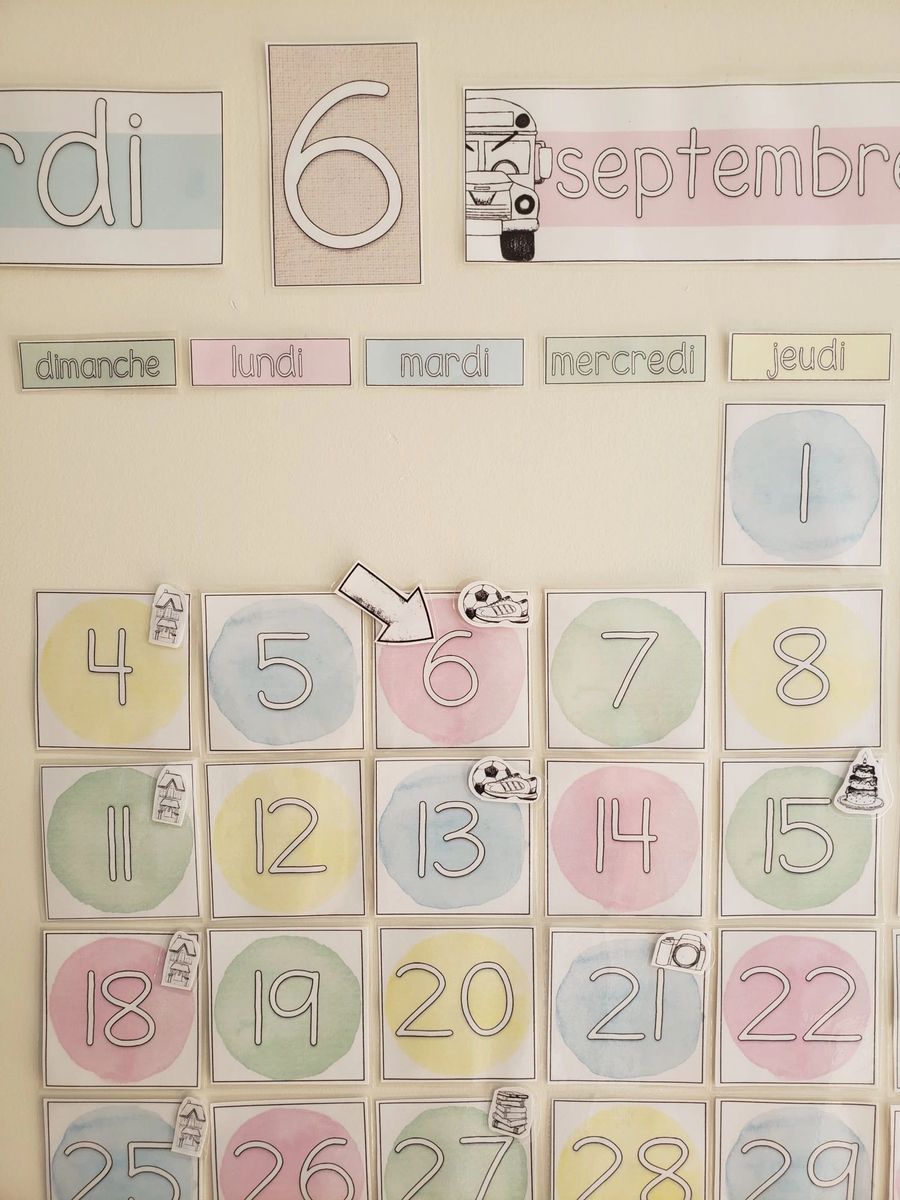 Ensemble complet calendrier pastel