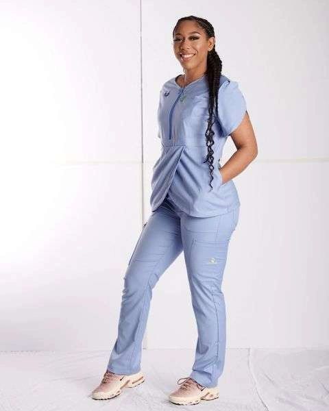 Jenny Tulip Scrub Top with Front Zipper