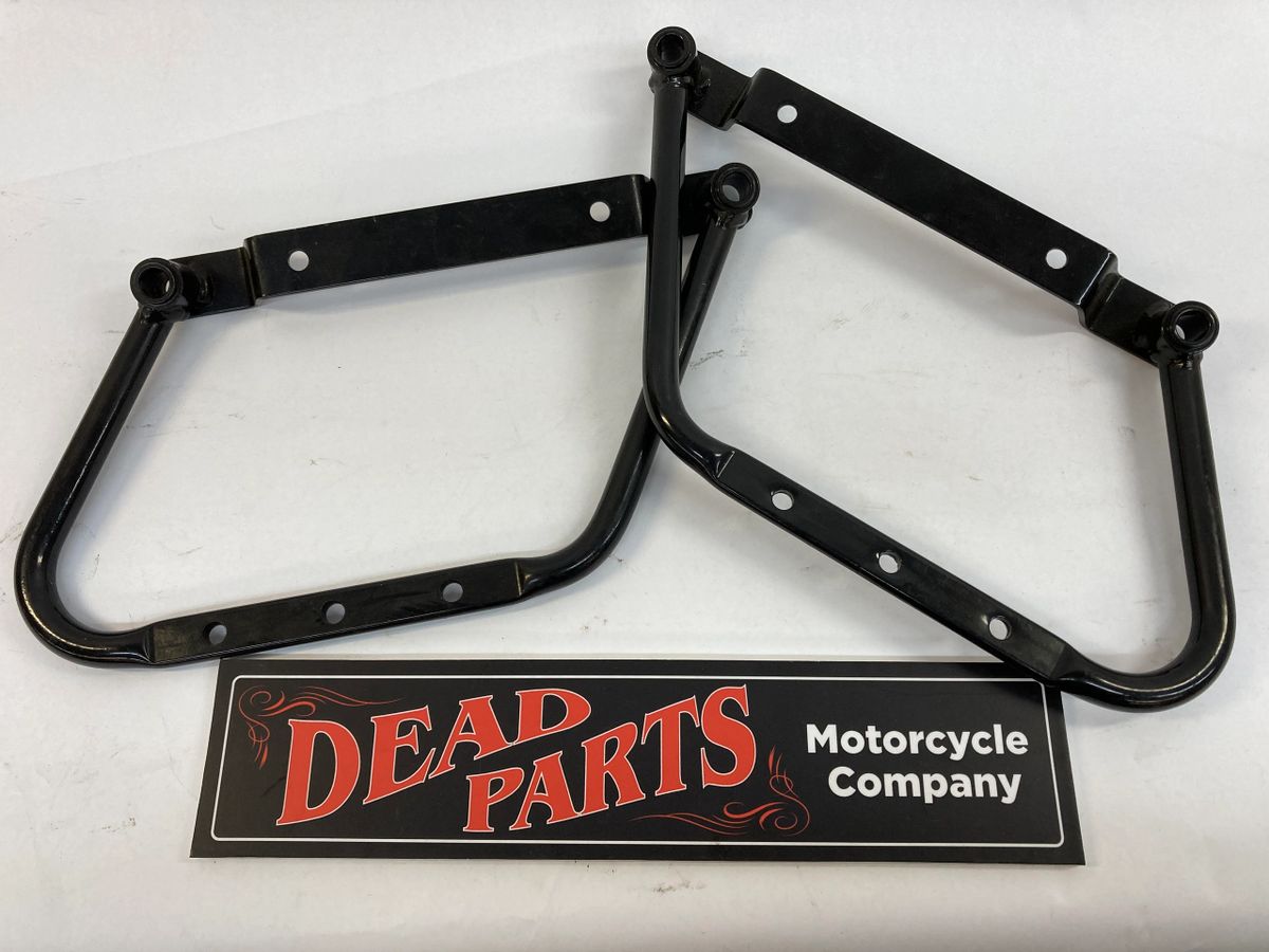 Harley black Softail saddlebag mounts supports brackets