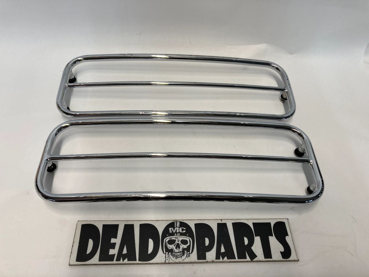 Harley chrome saddlebag lid top trim rails guards
