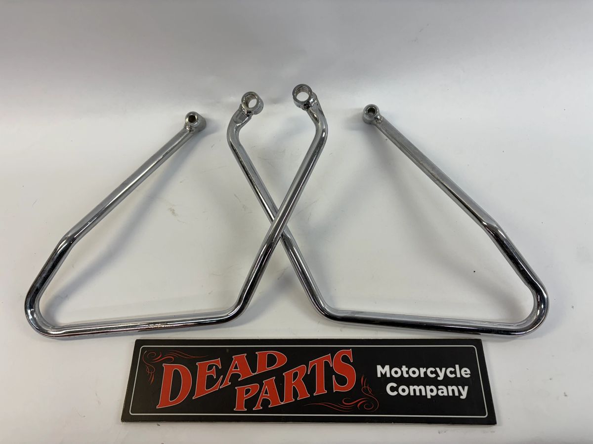 Harley Sportster chrome throw over saddlebag supports hangers mounts