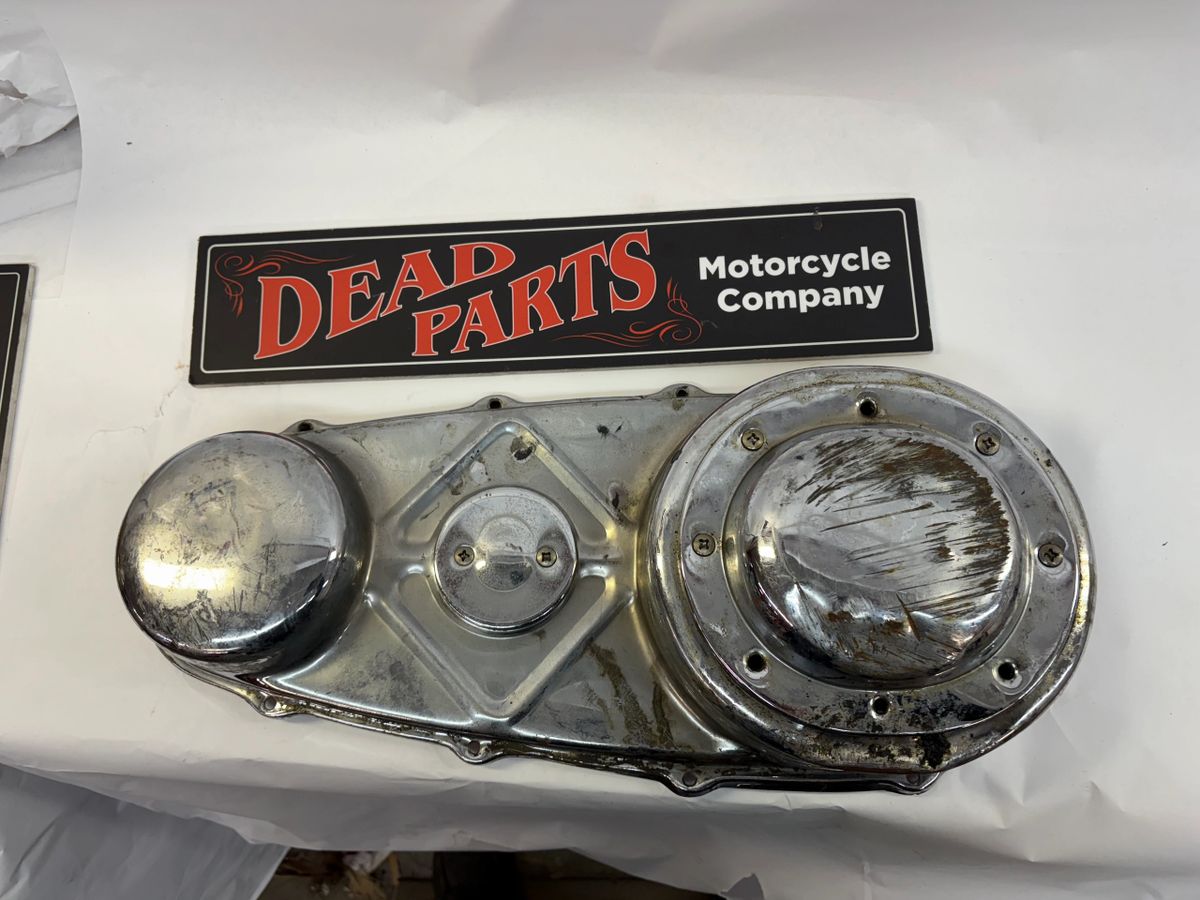 Harley chrome Panhead steel outer primary cover housing derby plate