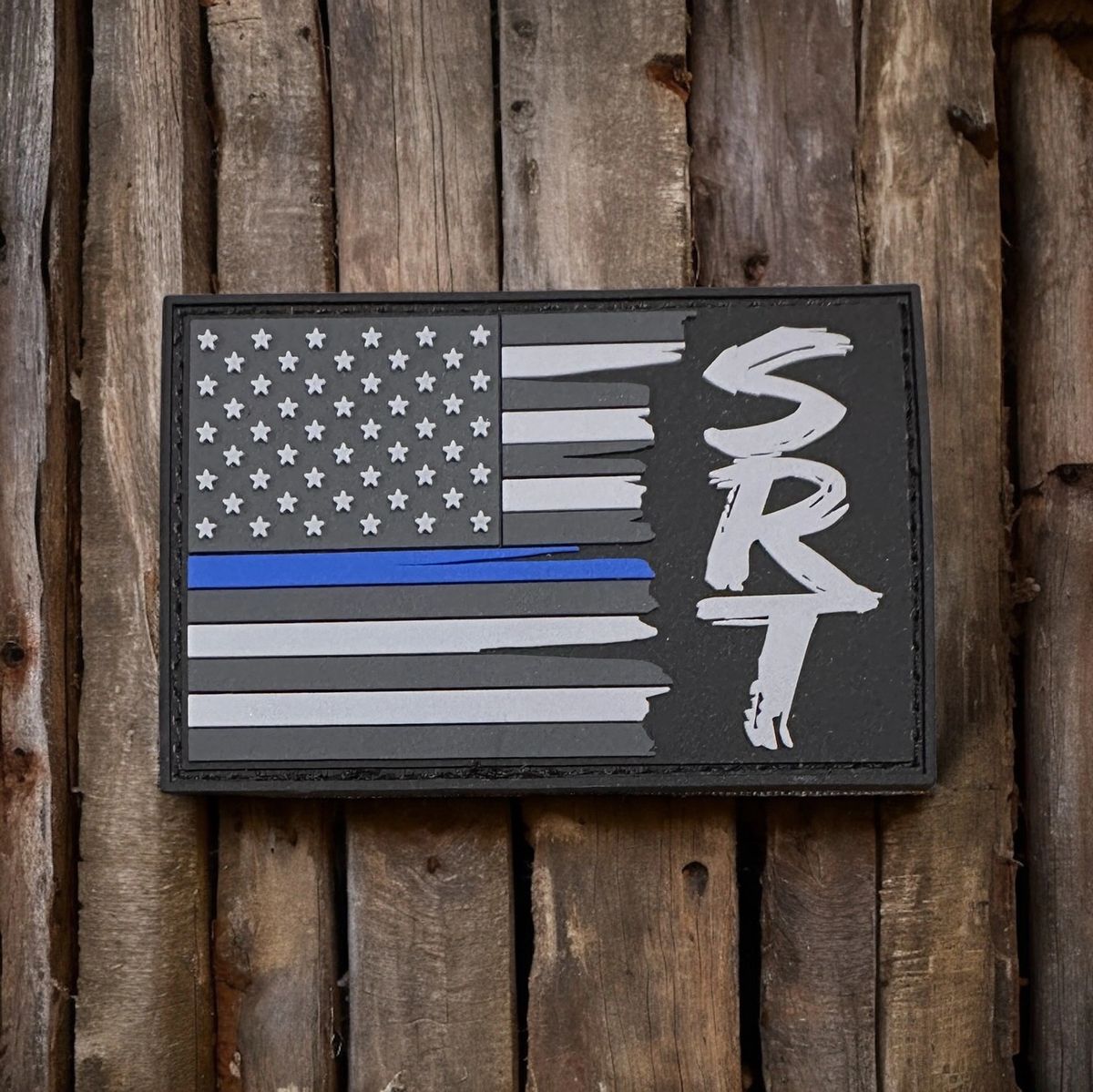Subdued Tattered Thin Blue Line American Flag SRT PVC Patch