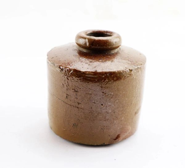 Classic Civil War example of a salt glazed clay inkwell. Measures ...