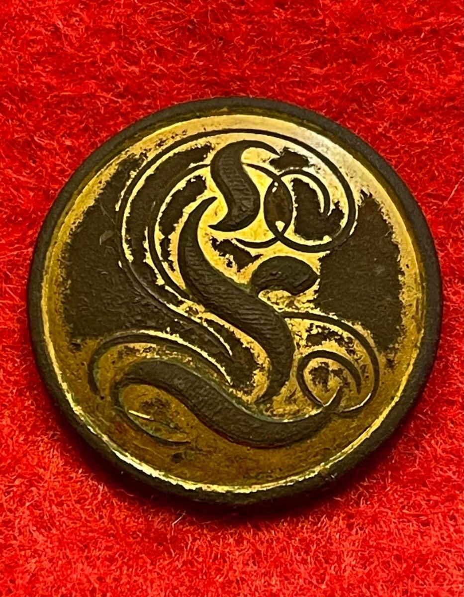 MAGNIFICENT AND NEVER SEEN DUG MANUSCRIPT " E " COAT BUTTON (ALBERT'S ...