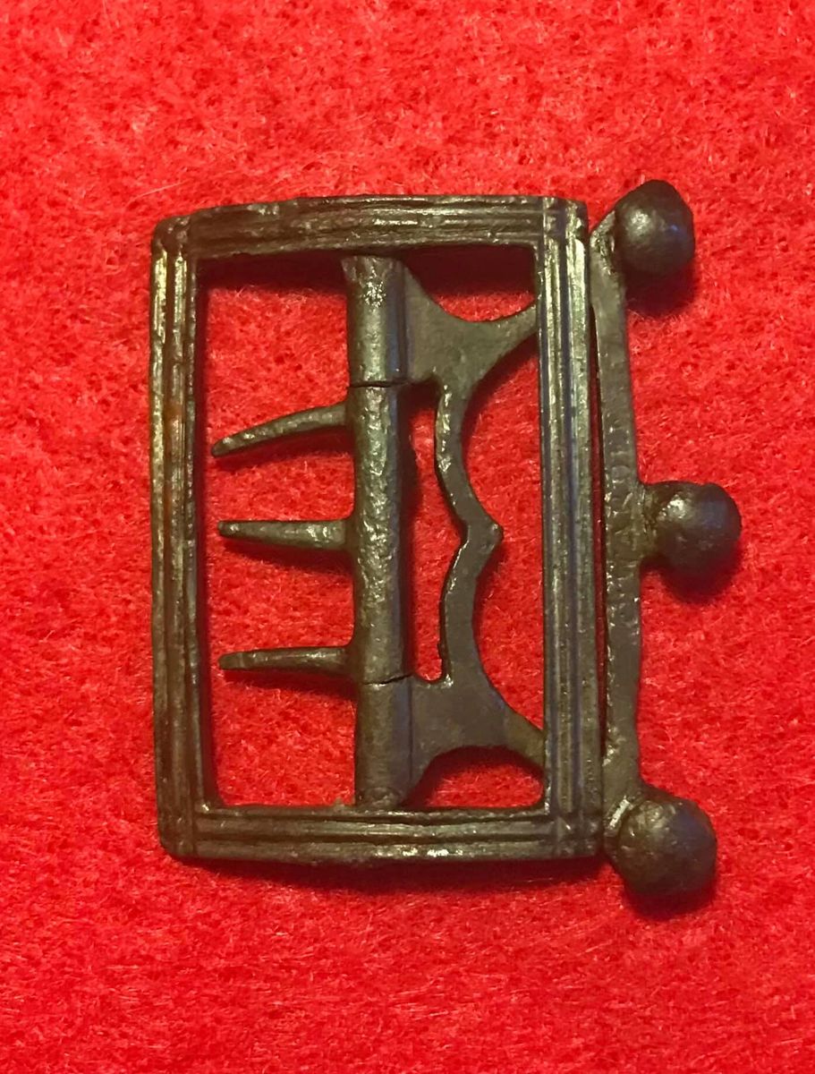 ABSOLUTELY BEAUTIFUL DUG DARK EMERALD GREEN NECK STOCK BUCKLE ca. 1750 ...