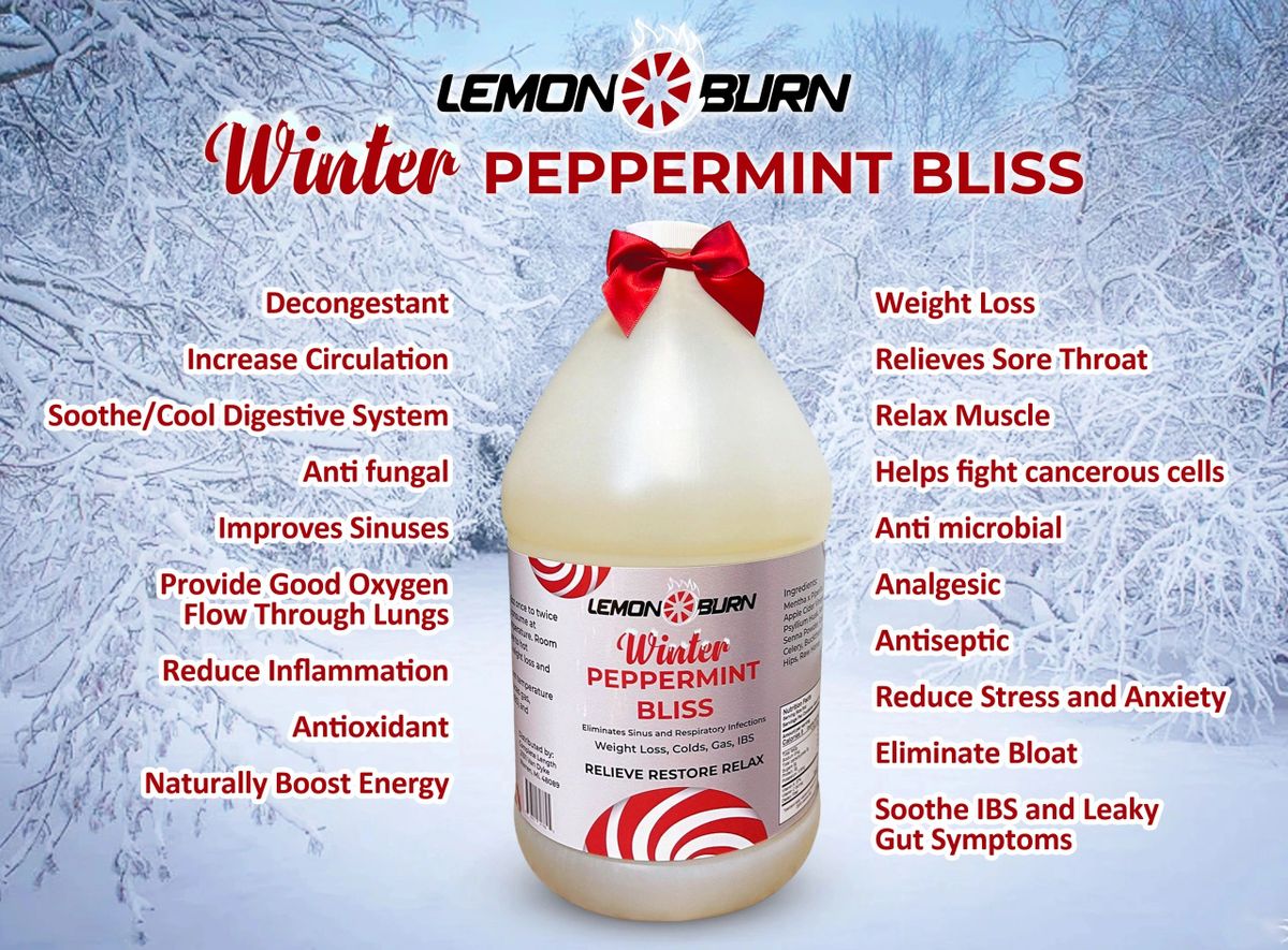 Winter Peppermint Bliss Lemon Burn (Gallon)Mucus Sinus Gas Respiratory ...