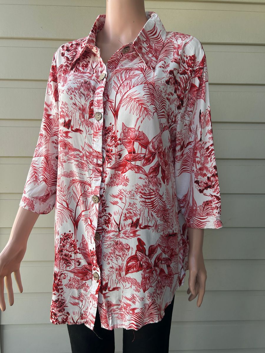 Red Print Blouse