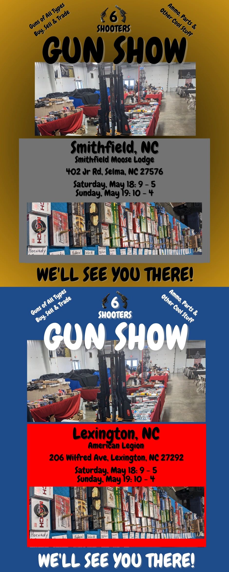 6 shooters Gun Show - TWO GREAT SHOWS - This Weekend