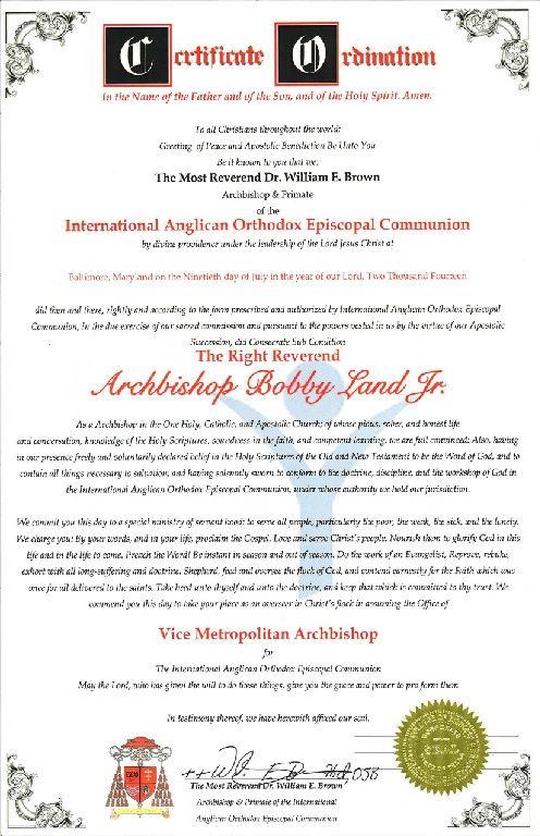 Ordained Minister Script