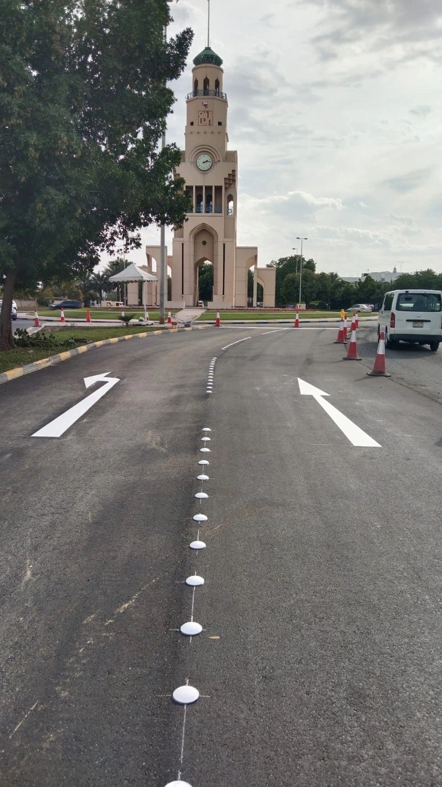 Road Marking Paint Refresh at Riffa Clock Roundabout Bahrain