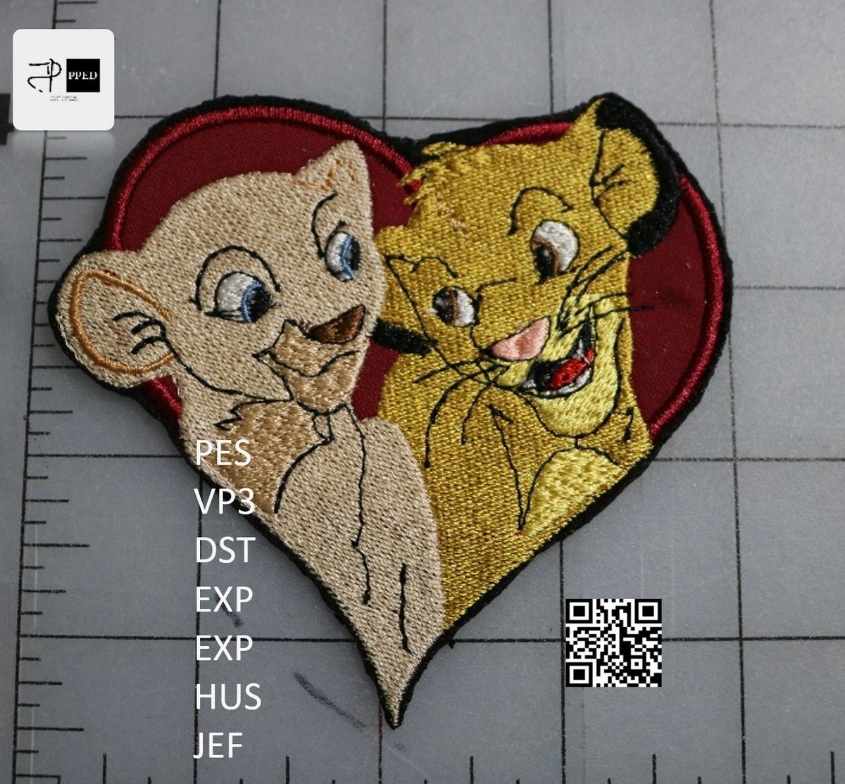 Simba and Nala, Lion king Disney-inspired fill stitch embroidery ...