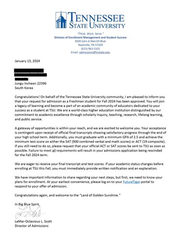 College Acceptances