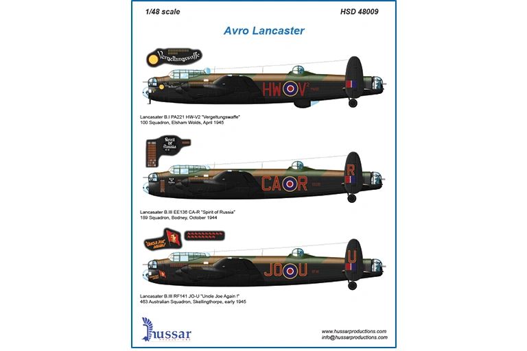 Avro Lancaster 1/48 scale decals