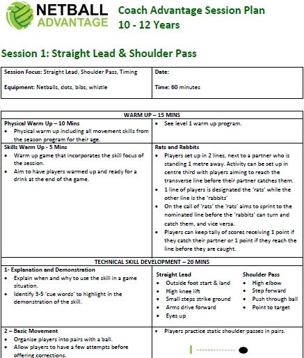 10-12 Years - Straight Lead & Shoulder Pass