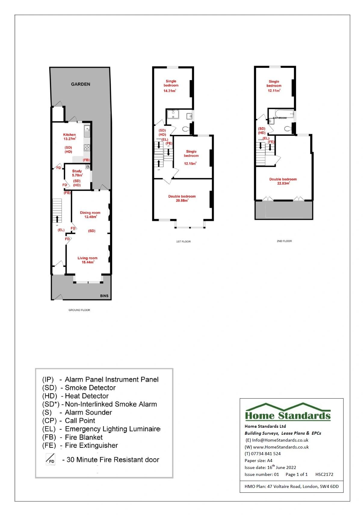 HMO (houses in multiple occupation) floor plan Clapham London SW4