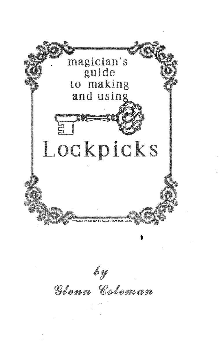 Book PDF Magicians Guide to Making and Using Lockpicks