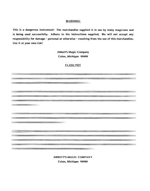 PDF Flash Pot instructions