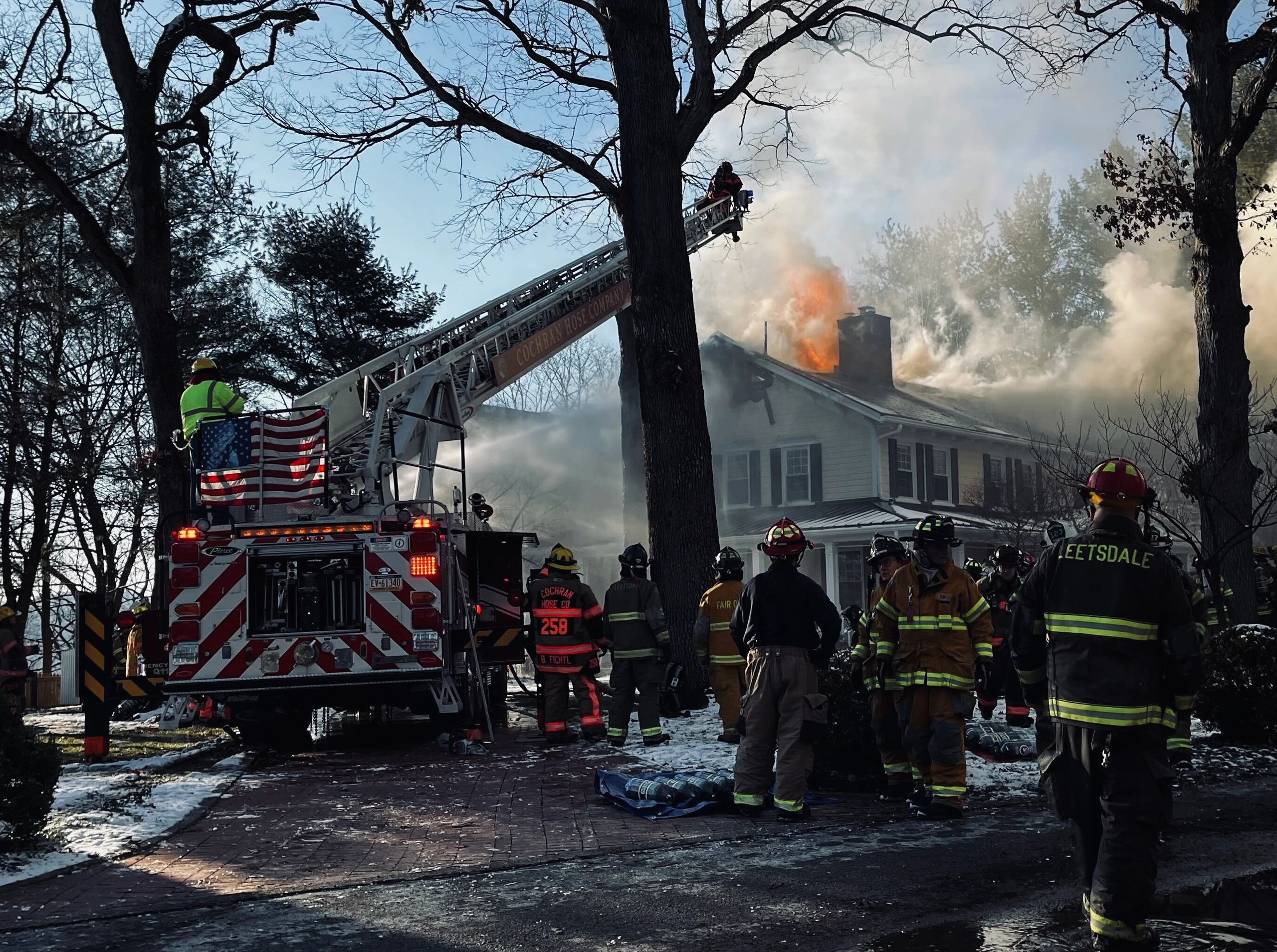 Moon Firefighters Assist with Large House Fire