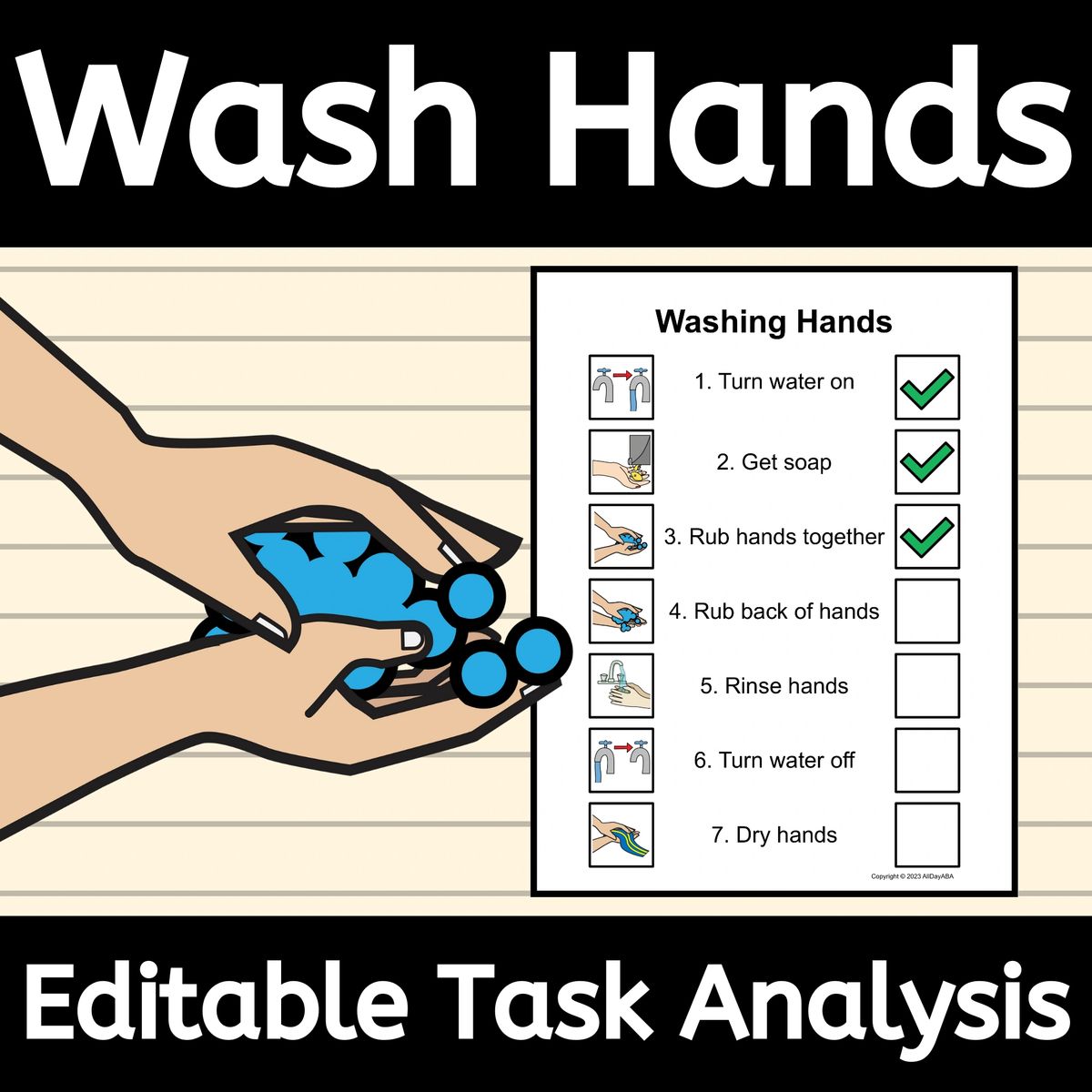 Hand Washing Task Analysis EDITABLE Visual Steps and Data Sheet for ABA ...