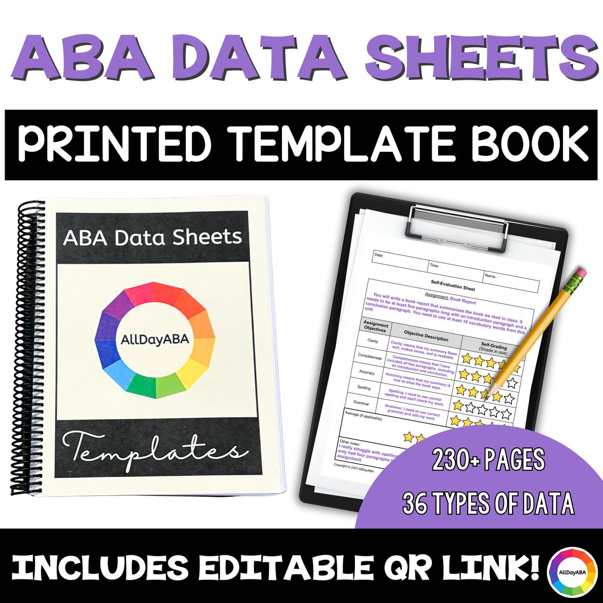 ABA Data Sheets Templates Printed Book for Applied Behavior Analysis ...